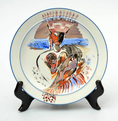Porcelain Plate of Girl in Folk Costume with Salmon, 2000s for sale at ...