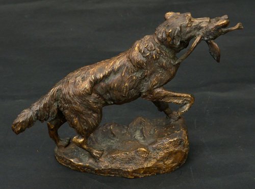 Bronze Figure of Dog with Prey for sale at Pamono