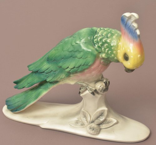 Faience Parrot Figure for sale at Pamono