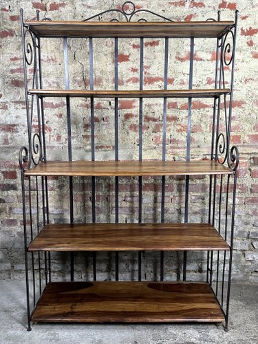 Wrought Iron and Wood Bakery Shelf for sale at Pamono