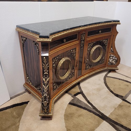 Französisches Buffet im Napoleon III Stil aus Holz, Bronze & schwarzem Marmor bei Pamono kaufen