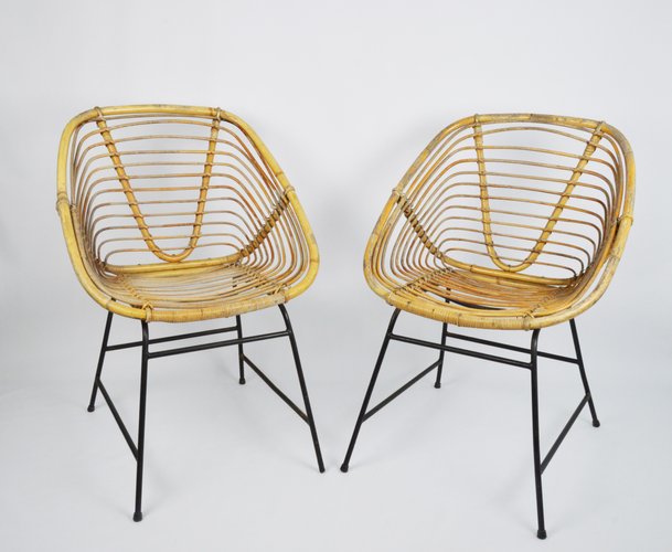 Set of Vintage Wicker Chairs, 1970s for sale at Pamono