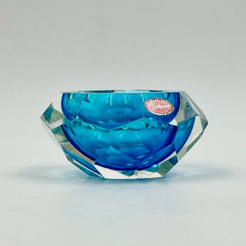 Vintage Italian Murano Sommerso Vase Handcrafted Submerged Glass Blue ...