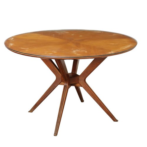 Round Wooden Table, 1950s for sale at Pamono