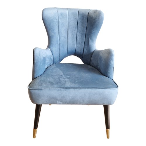 Vintage Blue Velvet Chair, 1980s for sale at Pamono