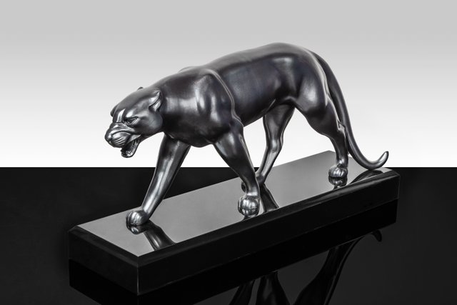 R. Rochard, Panther Sculpture, 1920s, Metal for sale at Pamono