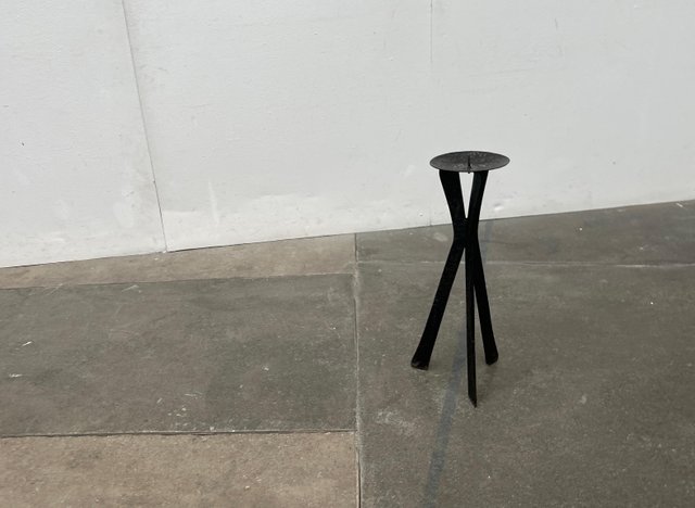 Mid-Century Large Brutalist Wrought Iron Tripod Floor Candleholder ...