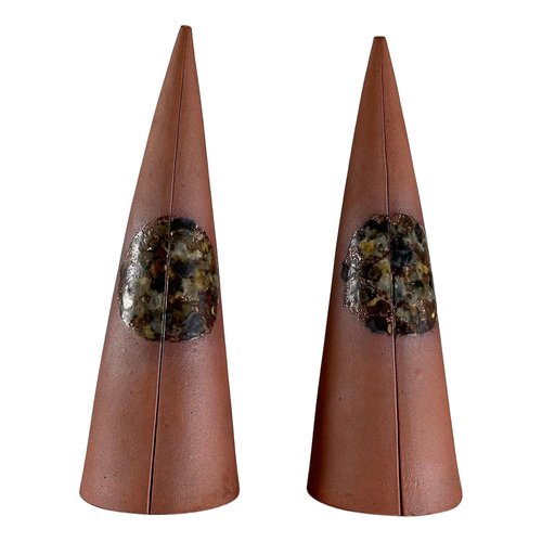 Exquisite Hand-Painted Ceramic Decorative Cones attributed to Giancarlo ...
