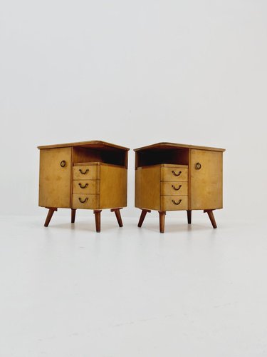 Mid-Century German Beech Bedside Tables from Wk Möbel, 1960s, Set of 2 ...