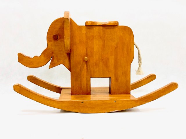 Mid-Century Wooden Rocking Elephant, 1960s for sale at Pamono