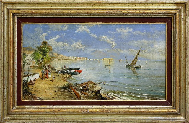 Allegretti Mario Rosario, Melancholic Landscape with Marine Scene of ...