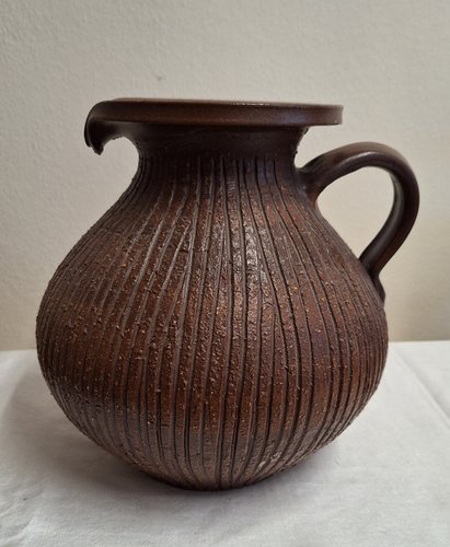 Vintage German Jug in Brown Ceramic, 1980s for sale at Pamono