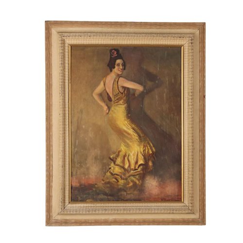 Adolfo Magrini, Female Figure, Mixed Media on Cardboard, 1896, Framed ...