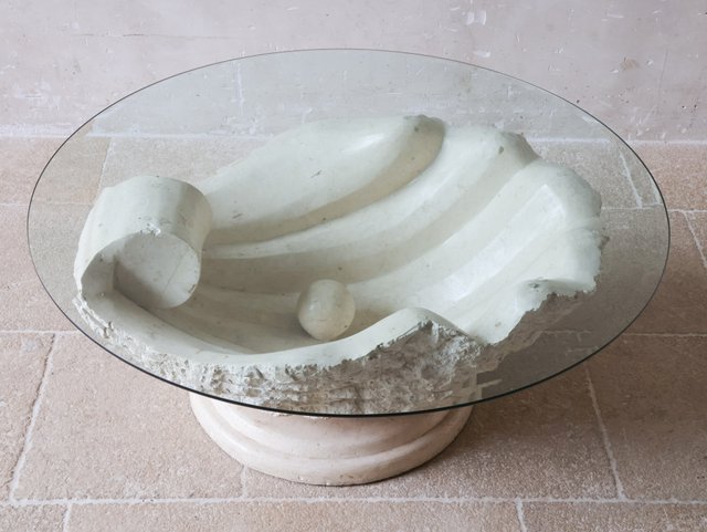 Postmodern Mactan Stone Shell Coffee Table by Magnusen Ponte, 1980s for ...