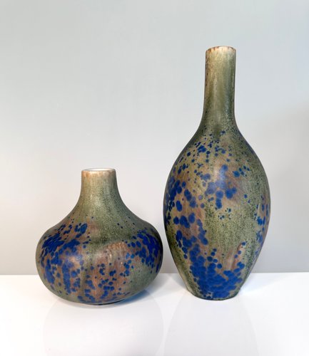 Studio Ceramic Art Glazed Stoneware Bottle Vases by Rolf Weber, 1960s, Set of 2 for sale at Pamono