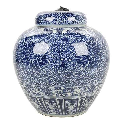 Blue and White Ceramic Pot for sale at Pamono