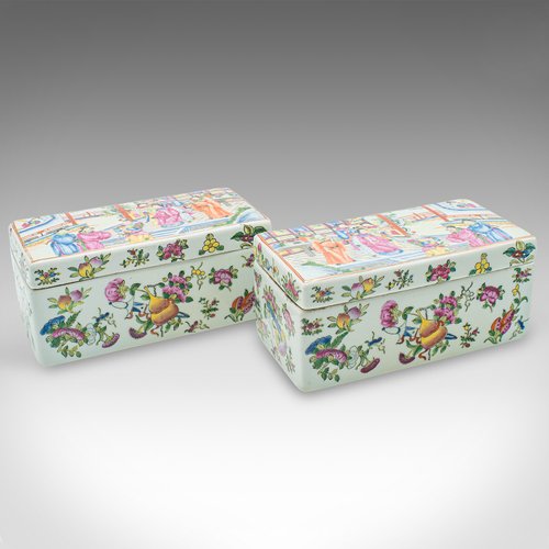 Antique Chinese Decorative Boxes in Ceramic, 1900, Set of 2 for sale at ...