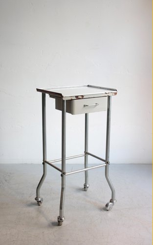 Medical Side Table with Drawer and Wheels, 1950s for sale at Pamono
