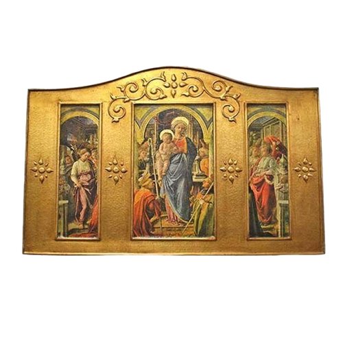 Virgin Mary Triptych with Archangel Saint Michael, 19th Century, Painting for sale at Pamono