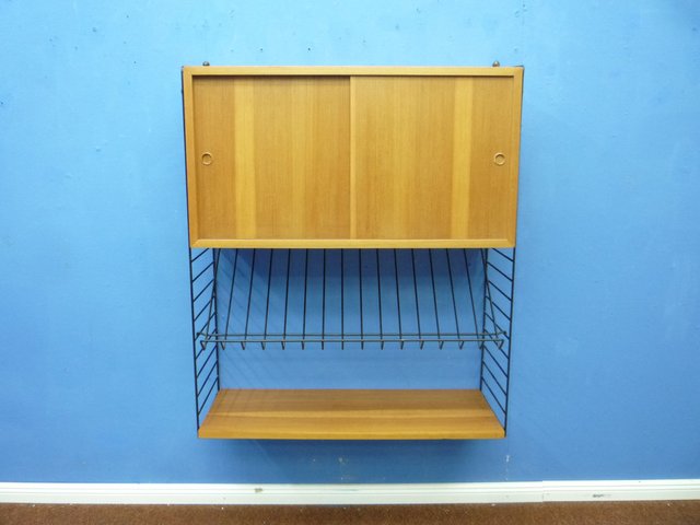 Scandinavian Elm Veneer Shelf with Newspaper Shelf by Strinning, Kajsa ...