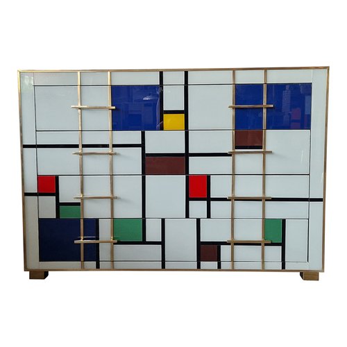 Murano Glass Four-Drawer Dresser in the style of Mondrian, 1980s for ...