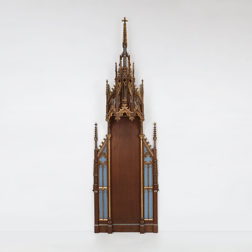 French Neo-Gothic Polychrome and Gilt Wooden Church Steeple with Niche ...