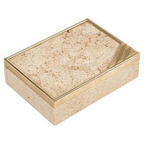 Rechteckige Midcentury Box aus Travertin & Messing von Enzo Mari ...