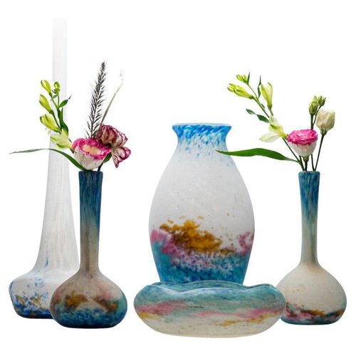 Vasen aus Pâte De Verre von Daum and Muller, Frankreich, 1930, 5er Set ...