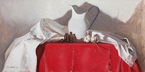 Luisa Albert, Red and White, Oil Painting, 2023 for sale at Pamono