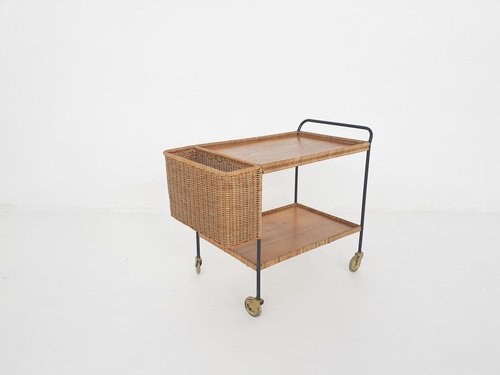 Rattan Trolley attributed to Helmut Magg for Deutsche Werkstätten Gmbh ...