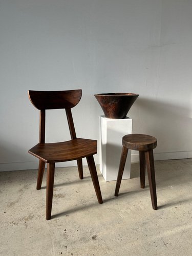 Wood Chair with Hexagonal Seat for sale at Pamono