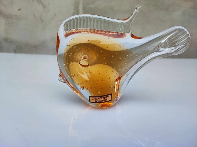 Vintage Glass Fish from Mantorp Sweden, 1970s for sale at Pamono