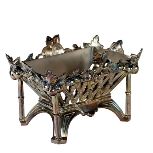 Silver Basket Shape Centerpiece Planter for sale at Pamono