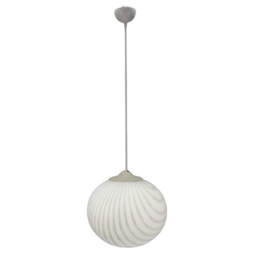Mid-Century White and Cream Color Glass Globe Pendant Lamp by Peill ...