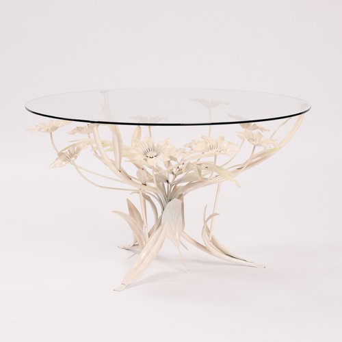 Vintage Holywood Regency Metal Glass Flower Table from Hans Kogl, 1970s ...