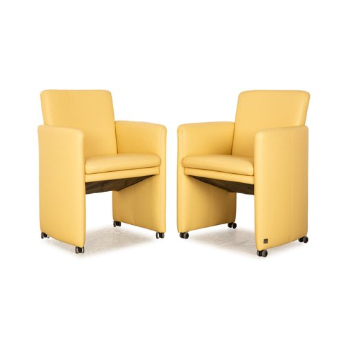 Leather Armchair Set with Beige Yellow Cocktail Chair & Armchairs from ...