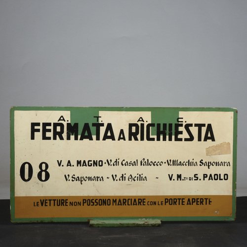Printed Metal Plaque Transport Bus Stop from A.T.A.C. for sale at Pamono