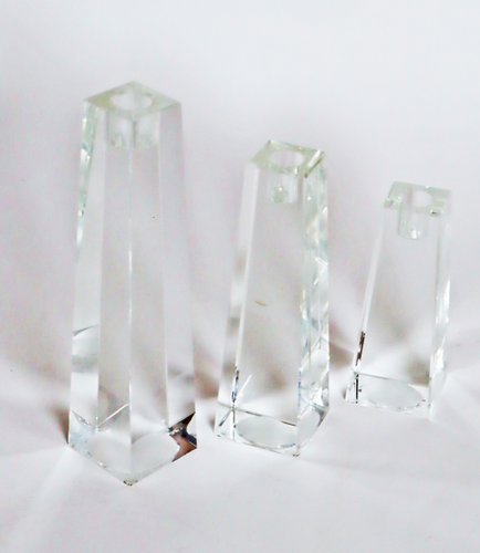 Vintage Crystal Glass Block Candlesticks from Rosenthal, 1980s, Set of ...