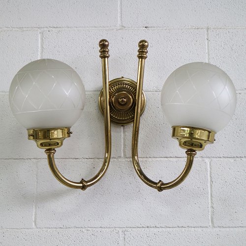 Two-Arm Wall Lamp, 1980s, Set of 2 for sale at Pamono