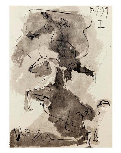 Pablo Picasso, The Bull Fighting, 1961, Lithograph for sale at Pamono