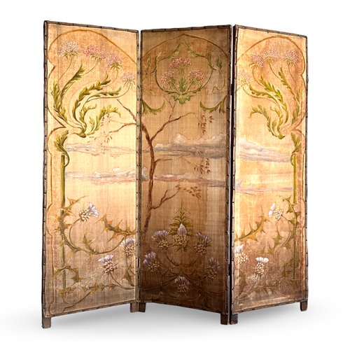 Biombo italiano antiguo de terciopelo hecho a mano, años 20 en venta en ...