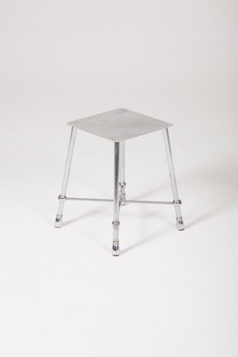 Silver Metal Square Stool for sale at Pamono