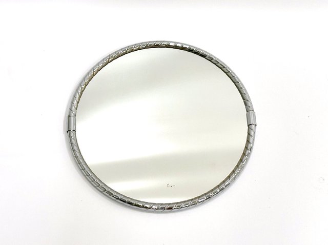 Mid-Century German Chromed Round Wall Mirror from Planilux, 1971 for ...