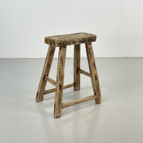 Vintage Rustic Wooden Stool for sale at Pamono