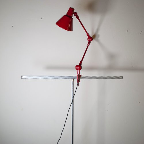 Articulated and Adjustable Technical Desk Lamp in Red Lacquered Metal ...