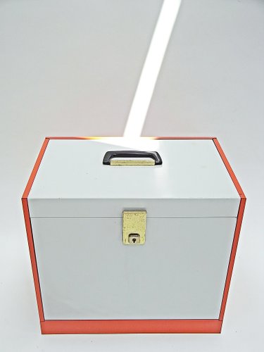 Orange Document Box in Coloured Metal Sheet for sale at Pamono
