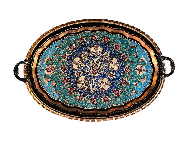 Hand Carved Colorful Serving Tray with Handles for sale at Pamono