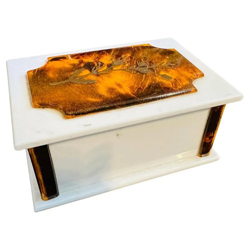 Modern Italian White and Fake Tortoise Shell Acrylic Rectangular Vanity ...