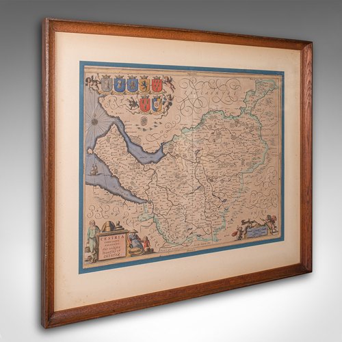 Dutch County Map of Cheshire by Janssonius, 1660s for sale at Pamono