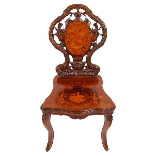 Antique Swiss Walnut Marquetry Inlaid Chair, 19th Century for sale at ...
